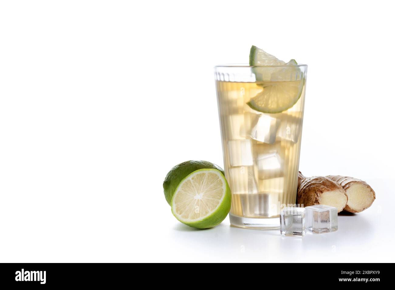 Fresh ginger ale drink isolated on white background Stock Photo - Alamy