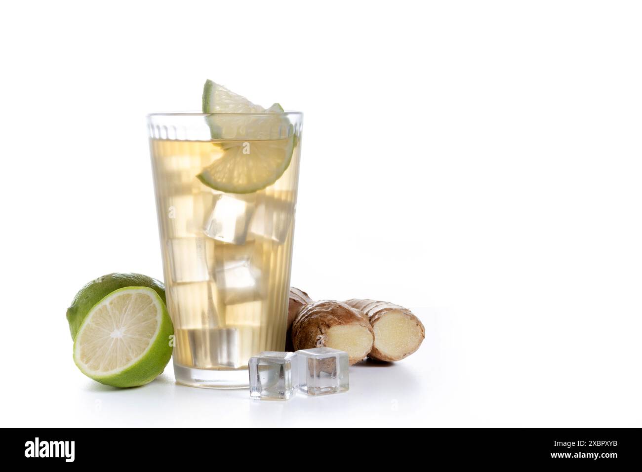 Fresh ginger ale drink isolated on white background Stock Photo - Alamy
