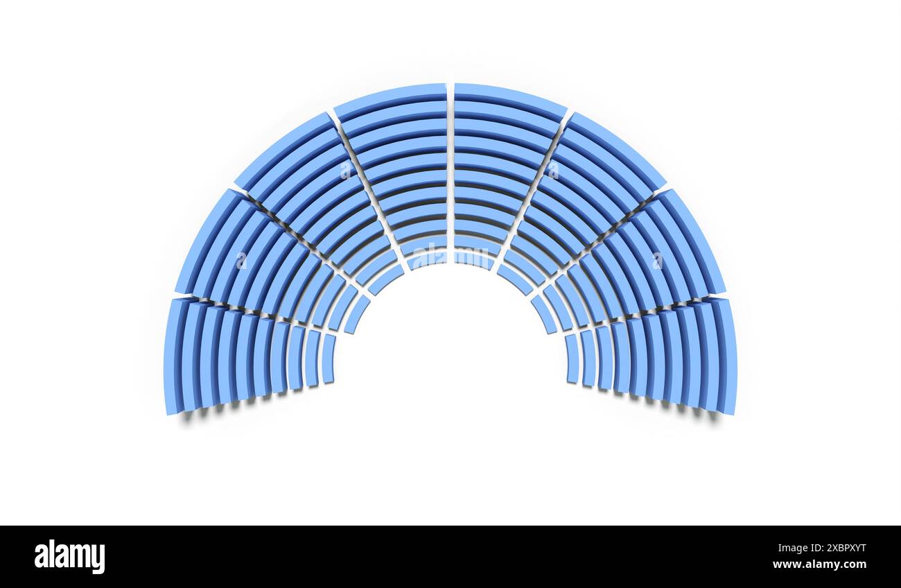 hemicycle of the national assembly in the colors of the French flag ...