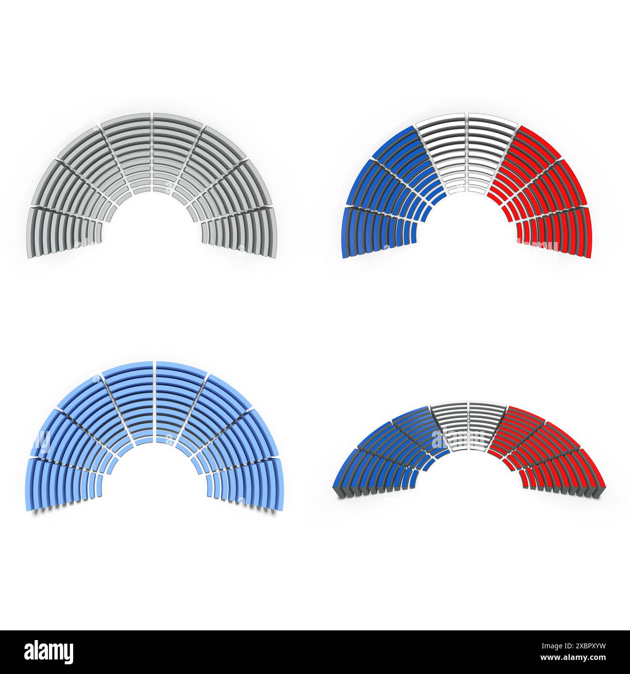 hemicycle of the national assembly in the colors of the French flag ...