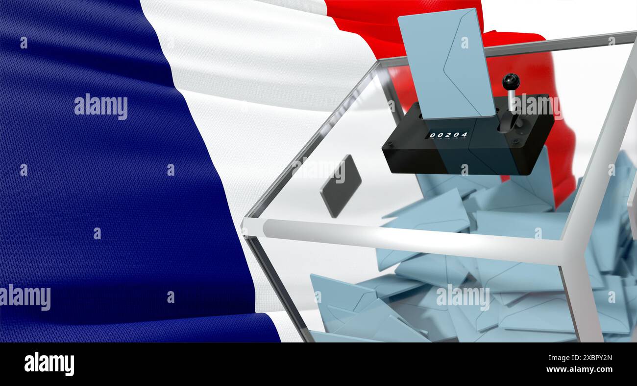 ballot box on french flag background - 3D rendering Stock Photo - Alamy