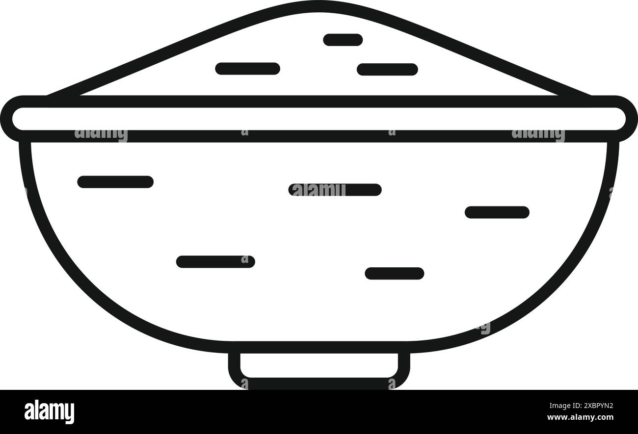 Simple line drawing of a bowl full of flour, perfect for representing ...