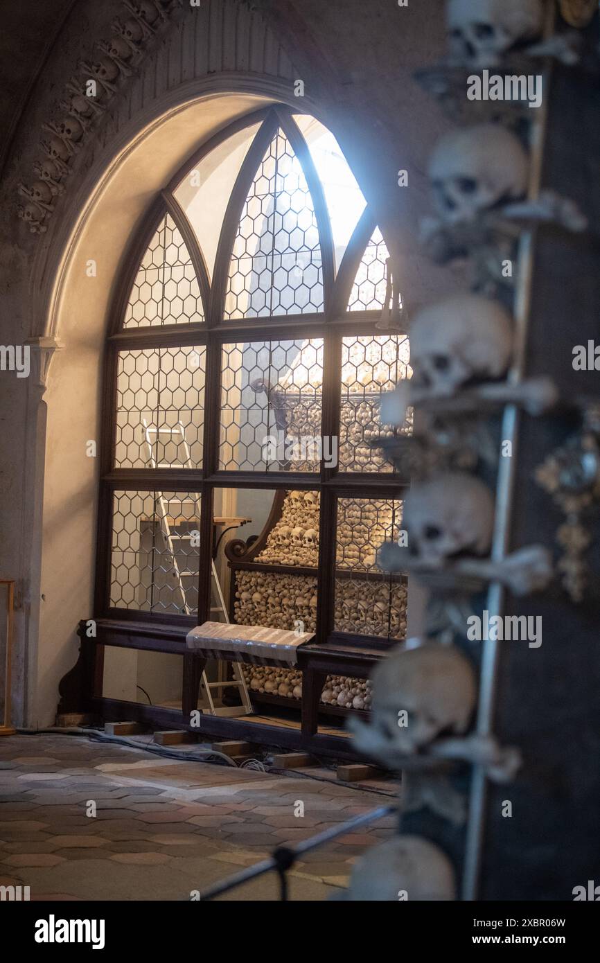 All Saints cemetery church with ossuary in Kutna Hora, Czech Republic ...