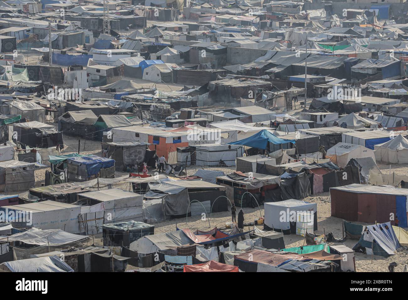 shows tents for displaced Palestinians at al-Mawasi area in the ...