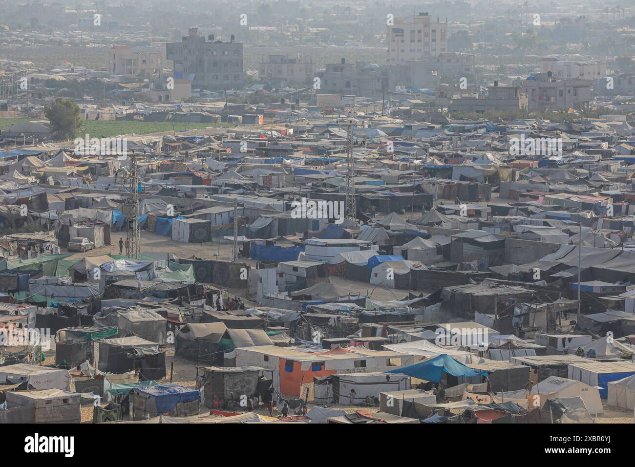 shows tents for displaced Palestinians at al-Mawasi area in the ...