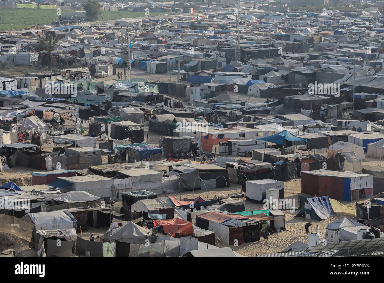 shows tents for displaced Palestinians at al-Mawasi area in the ...