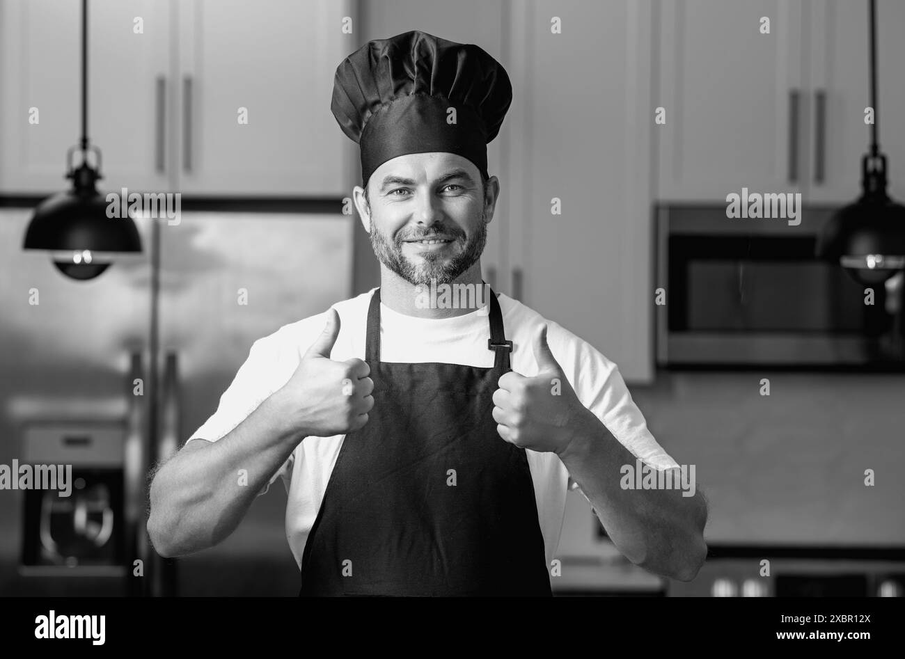 Happy chef cook with thumb up. Cooking and culinary. Restaurant menu ...