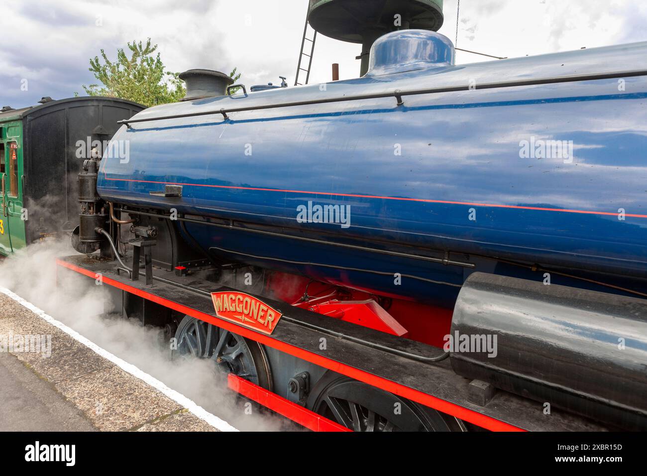 Hunslet Austerity WD192 ‘Waggoner’ steam locomotive waiting to haul a ...