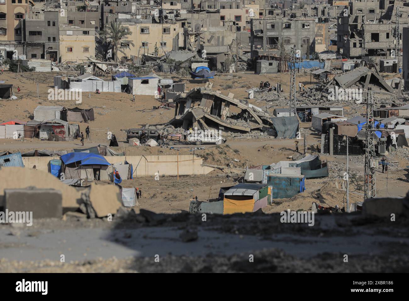 shows tents for displaced Palestinians at al-Mawasi area in the ...