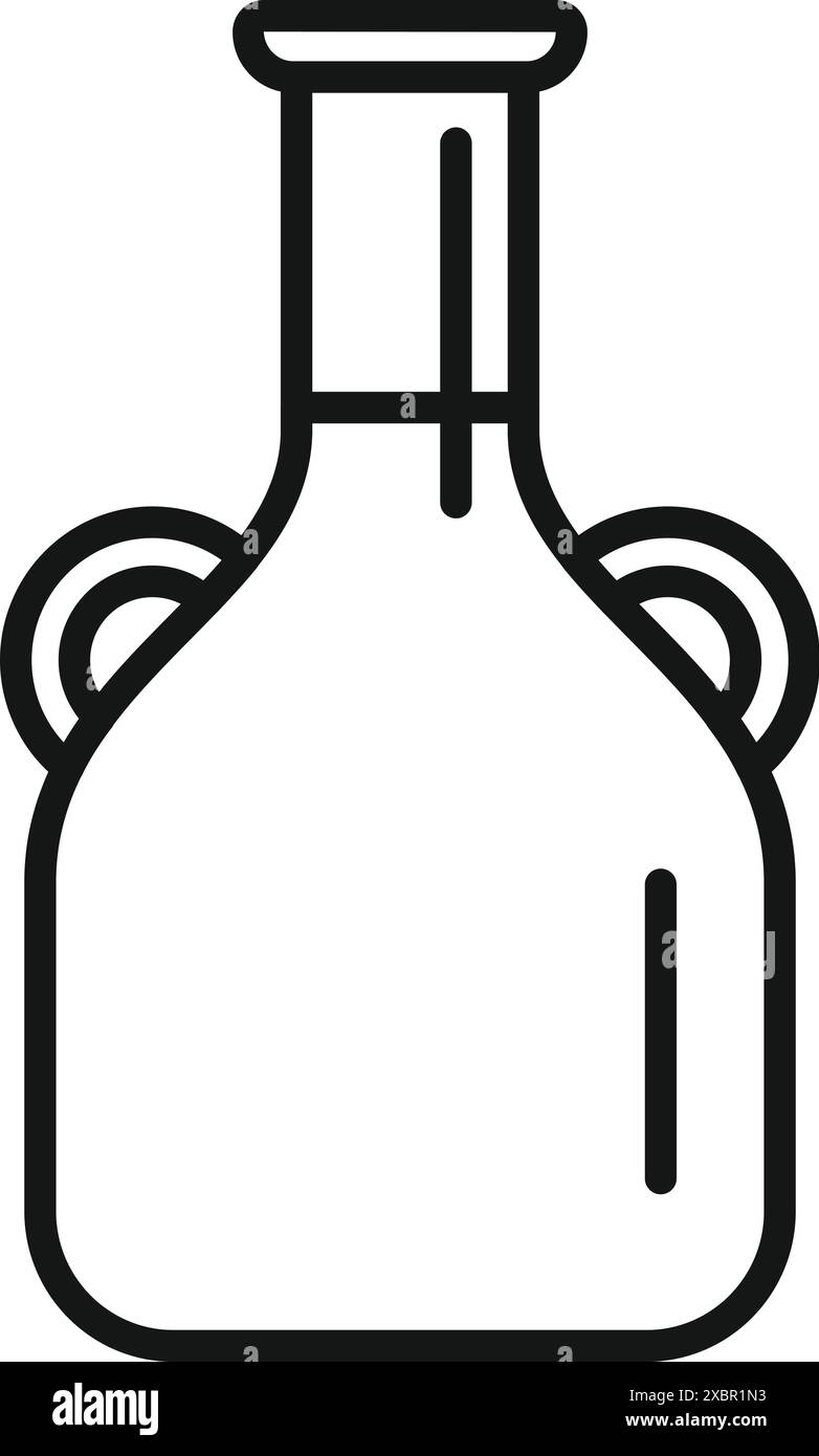 Simple line drawing of a glass jug with a narrow neck, handles, and a ...
