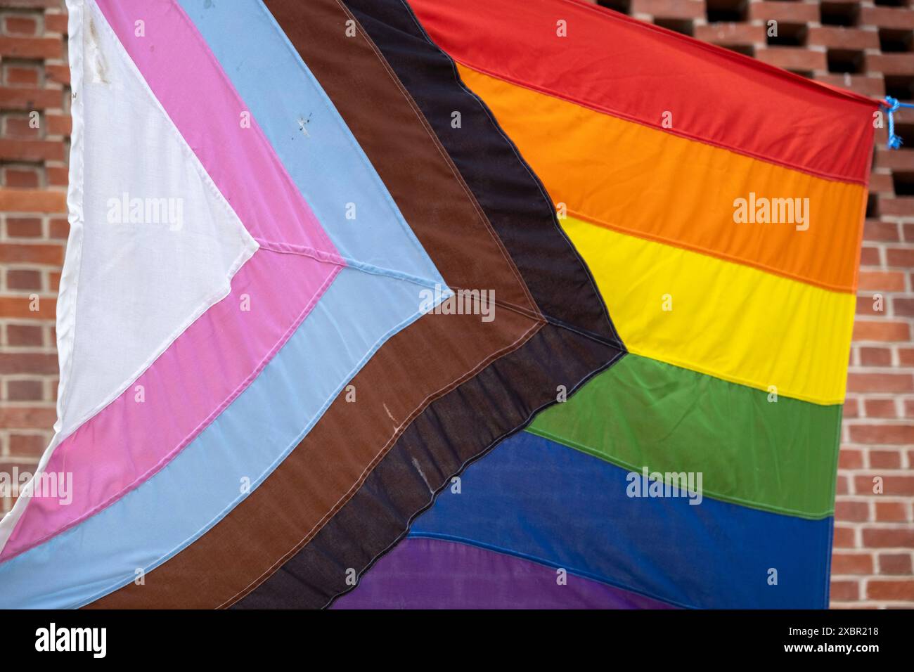 Pride Progress flag outside the LSE on 10th June 2024 in London, United ...