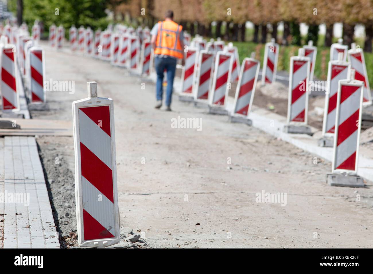 Safety signs because of road reconstruction in the Netherlands Stock ...