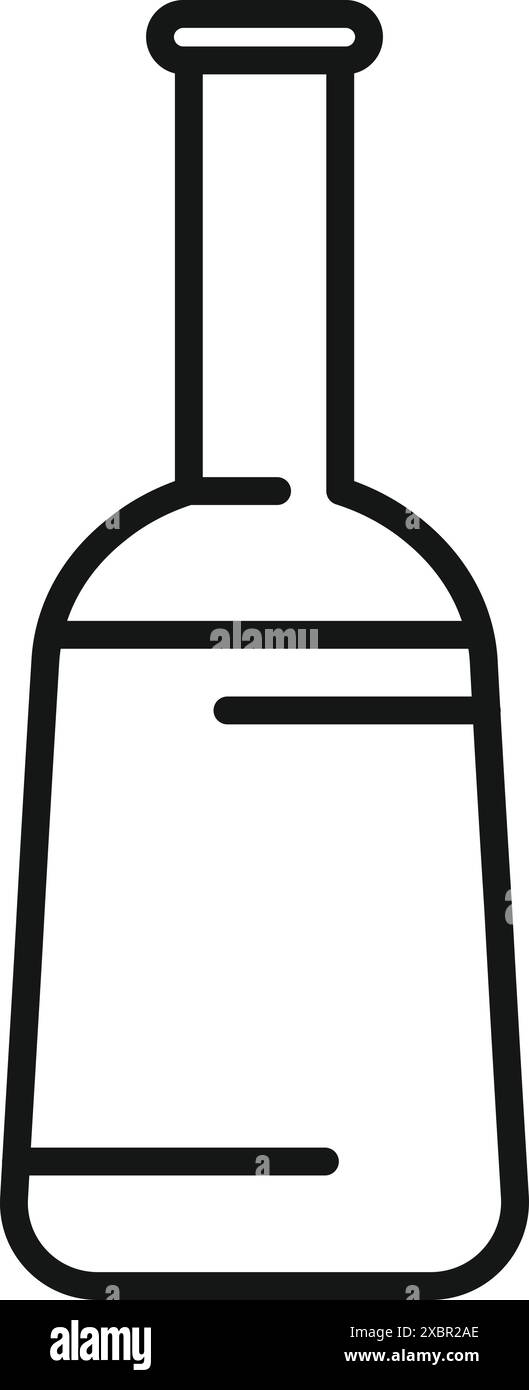 Simple line drawing of a chemical flask used for scientific experiments ...