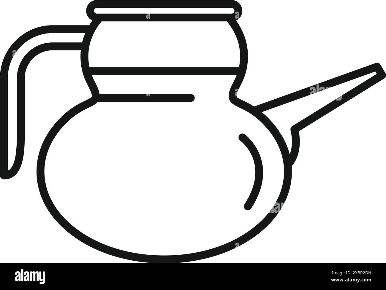 Simple line drawing of a ceramic teapot pouring a hot beverage infusion ...