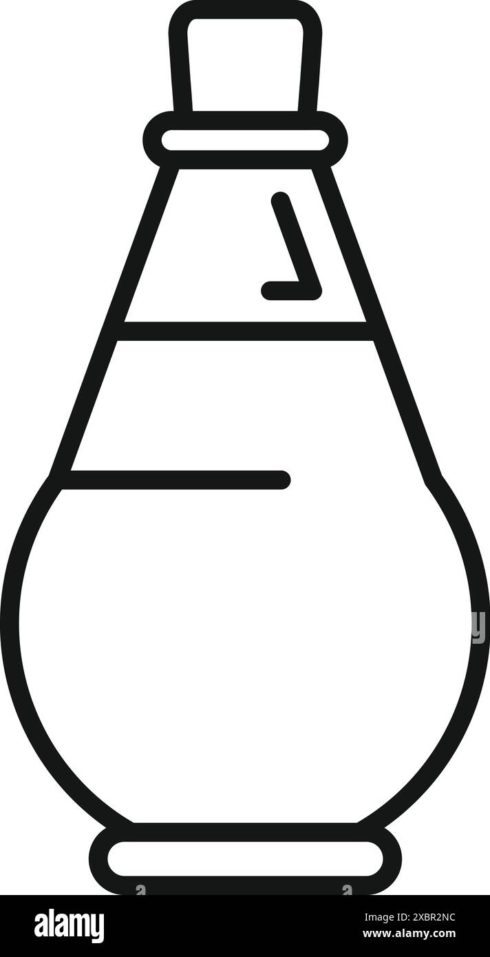 Simple black and white line drawing of a bottle with a cork stopper ...