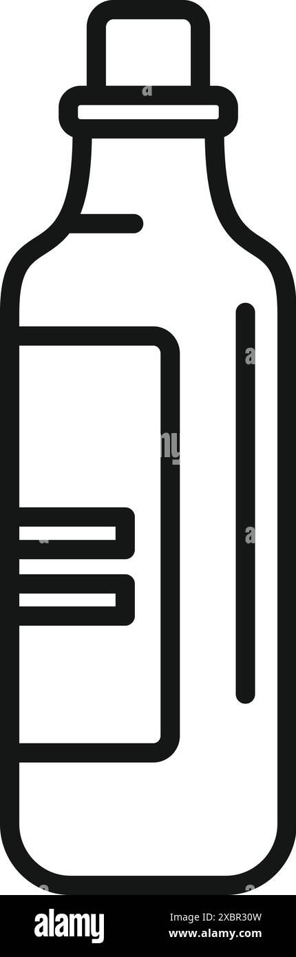 Simple line drawing of a glass bottle containing liquid, sealed with a ...