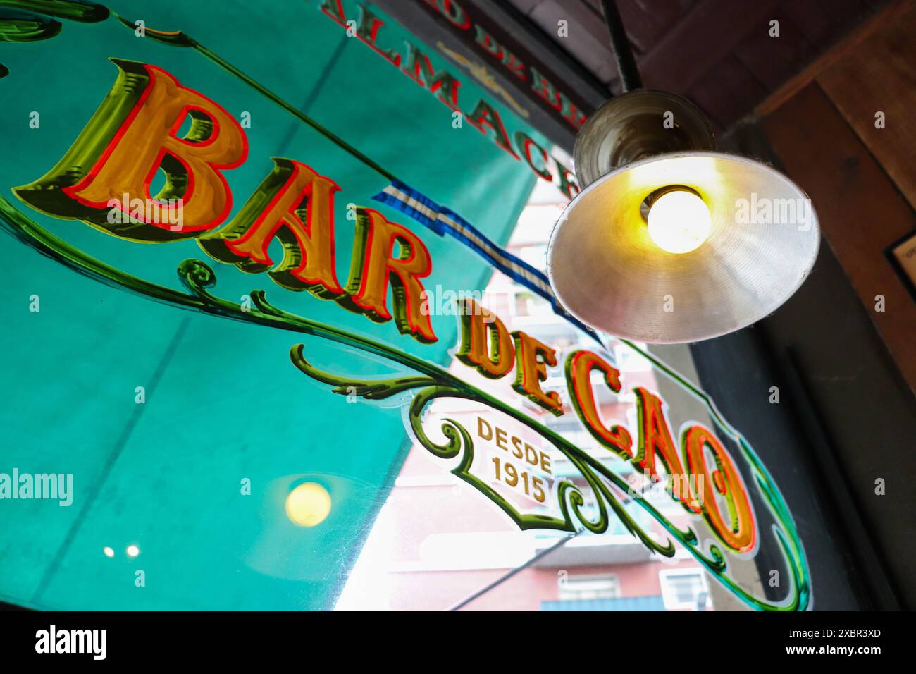 stained glass window with filleted sign of the traditional Bar de Cao ...