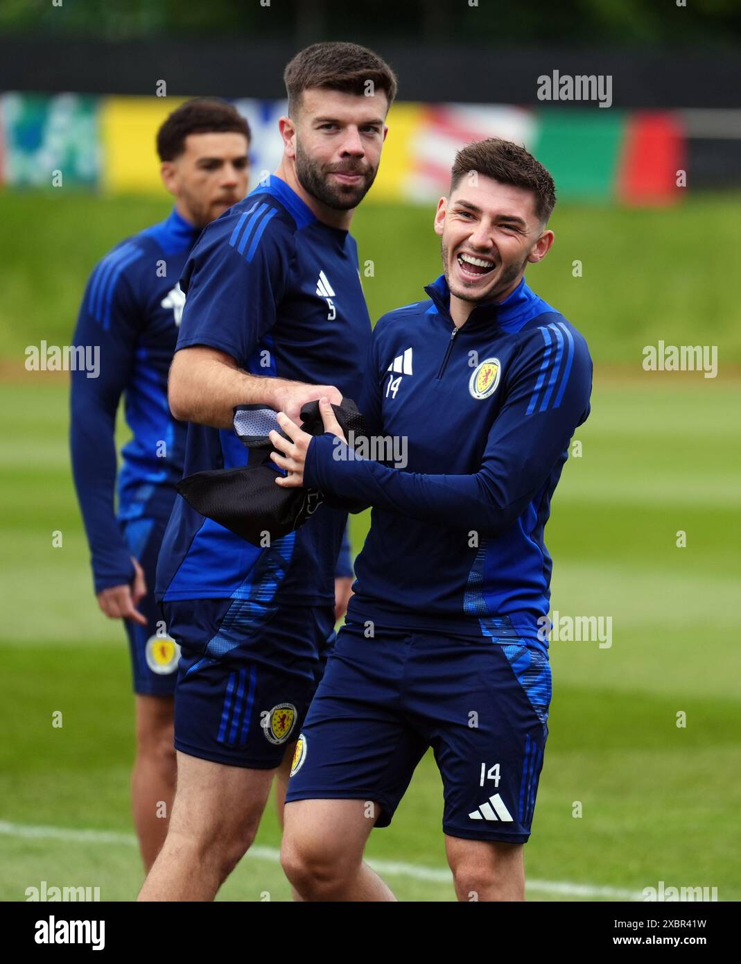 Scotland's Billy Gilmour and Grant Hanley during a training session at ...
