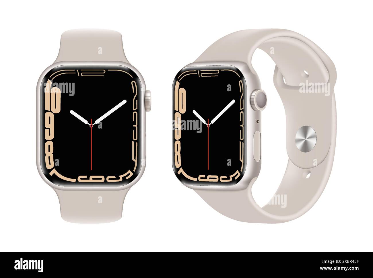 Apple clock on white Stock Vector Images - Alamy