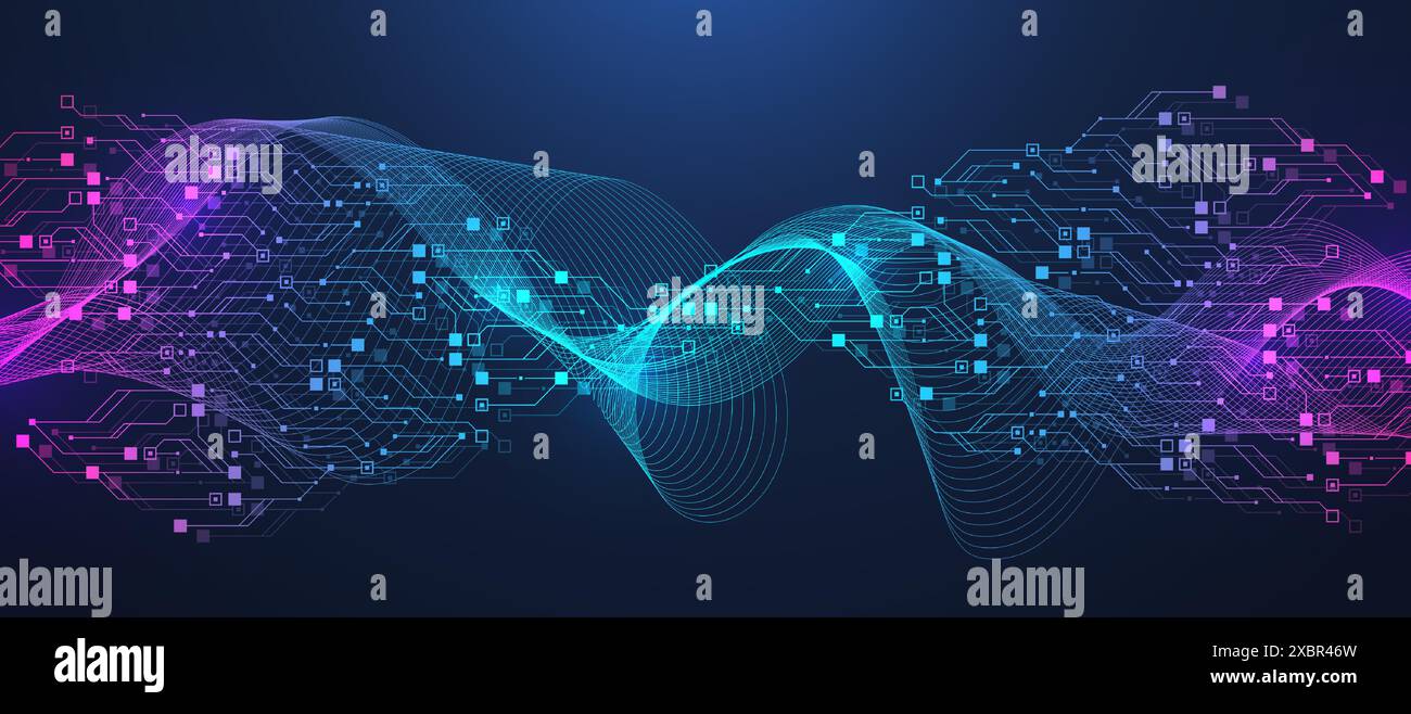 Artificial Intelligence with circuit electric line style. Digital ...