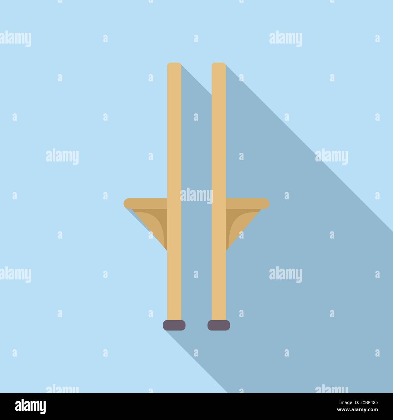 Wooden stilts are standing on blue background, waiting for the circus ...