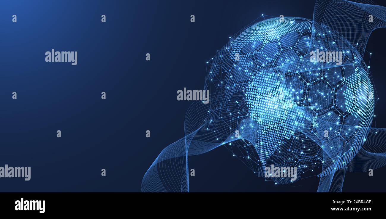 Global network connection concept. Big data visualization. Social network communication in the ...
