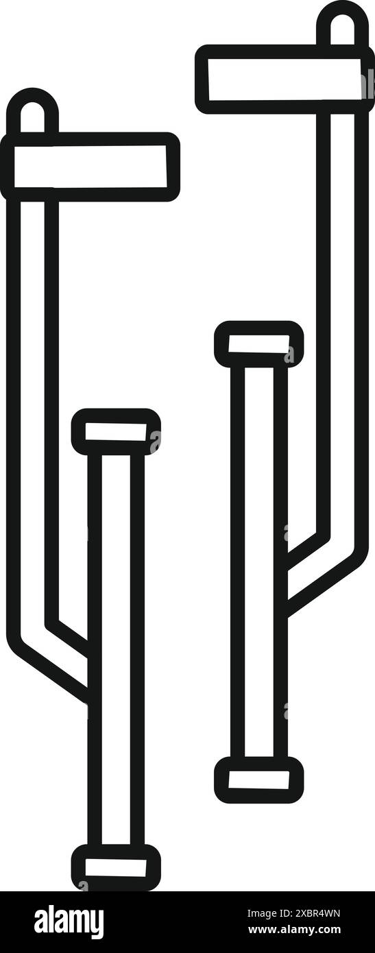 Simple line art icon of a pair of medical crutches, symbolizing ...