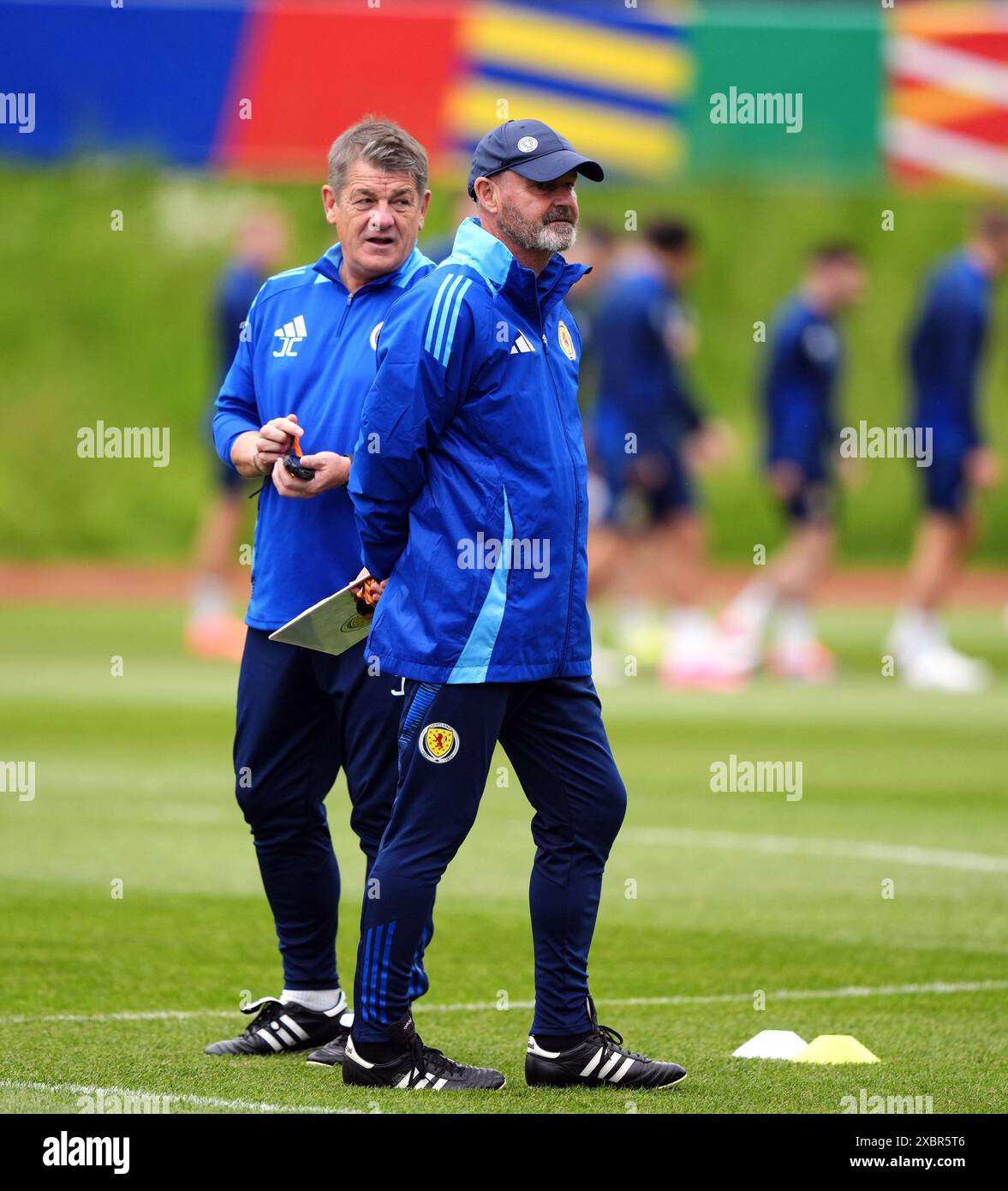 Scotland manager Steve Clarke with assistant John Carver during a ...