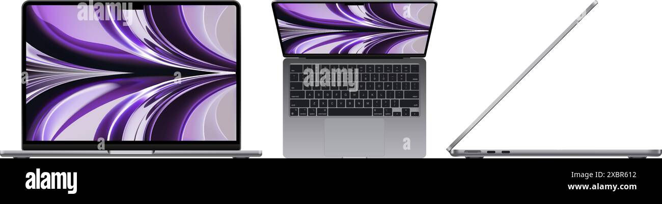 Set of new Apple MacBook Air with M2 chip in space gray color ...