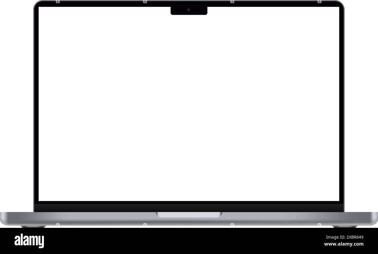 Apple MacBook 14 Pro with M2 chip on white background, realistic vector ...