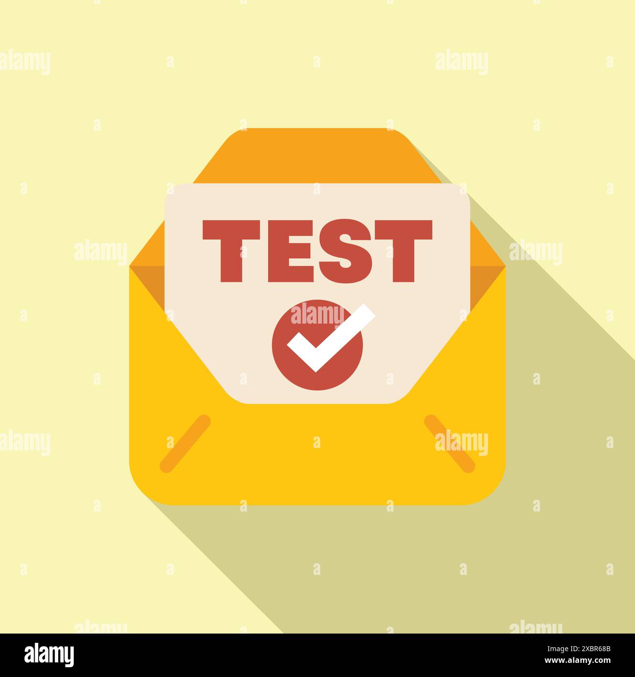 Open envelope containing test results with check mark icon, concept of ...