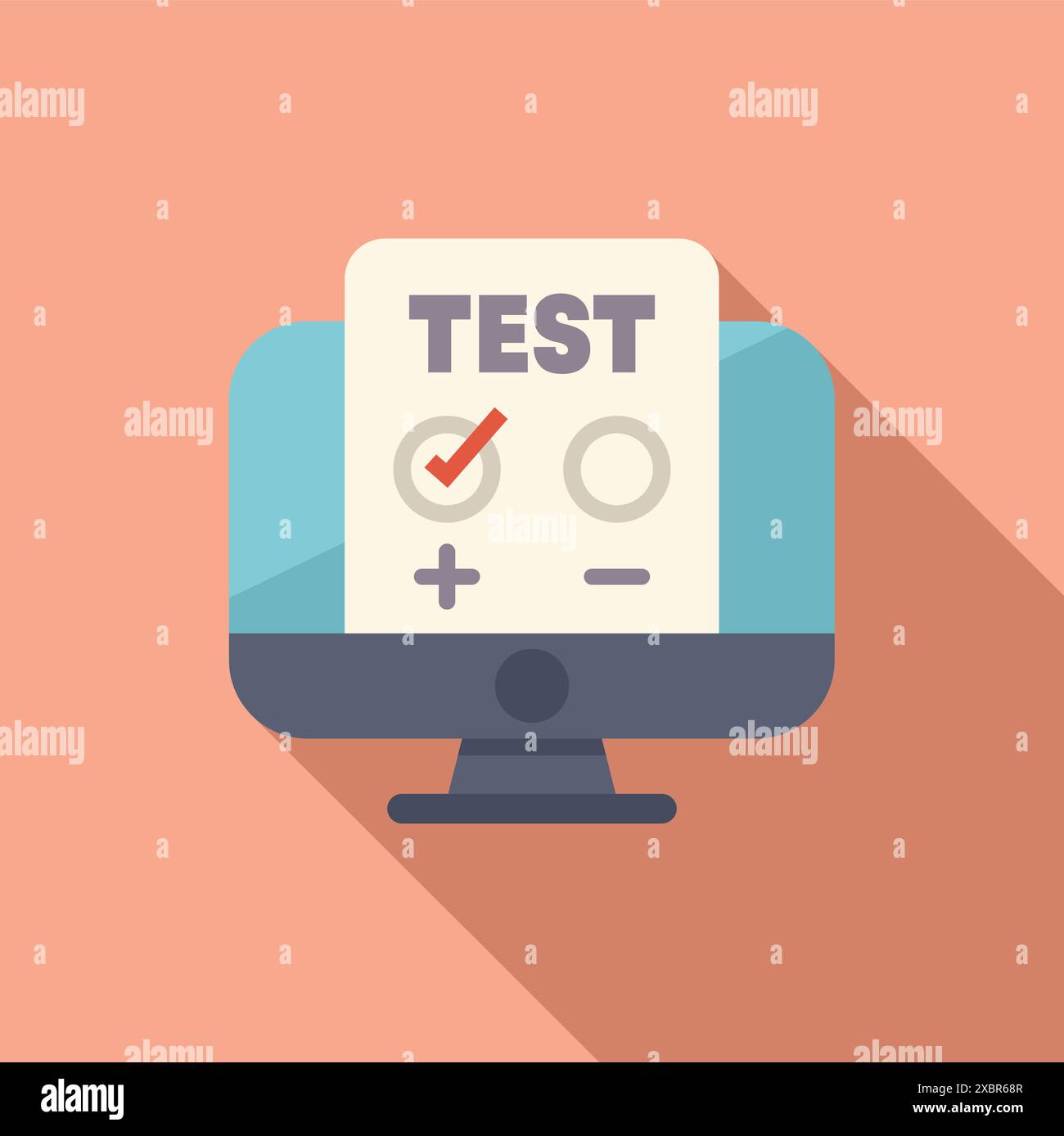 Computer screen showing online test with check mark, concept for e ...