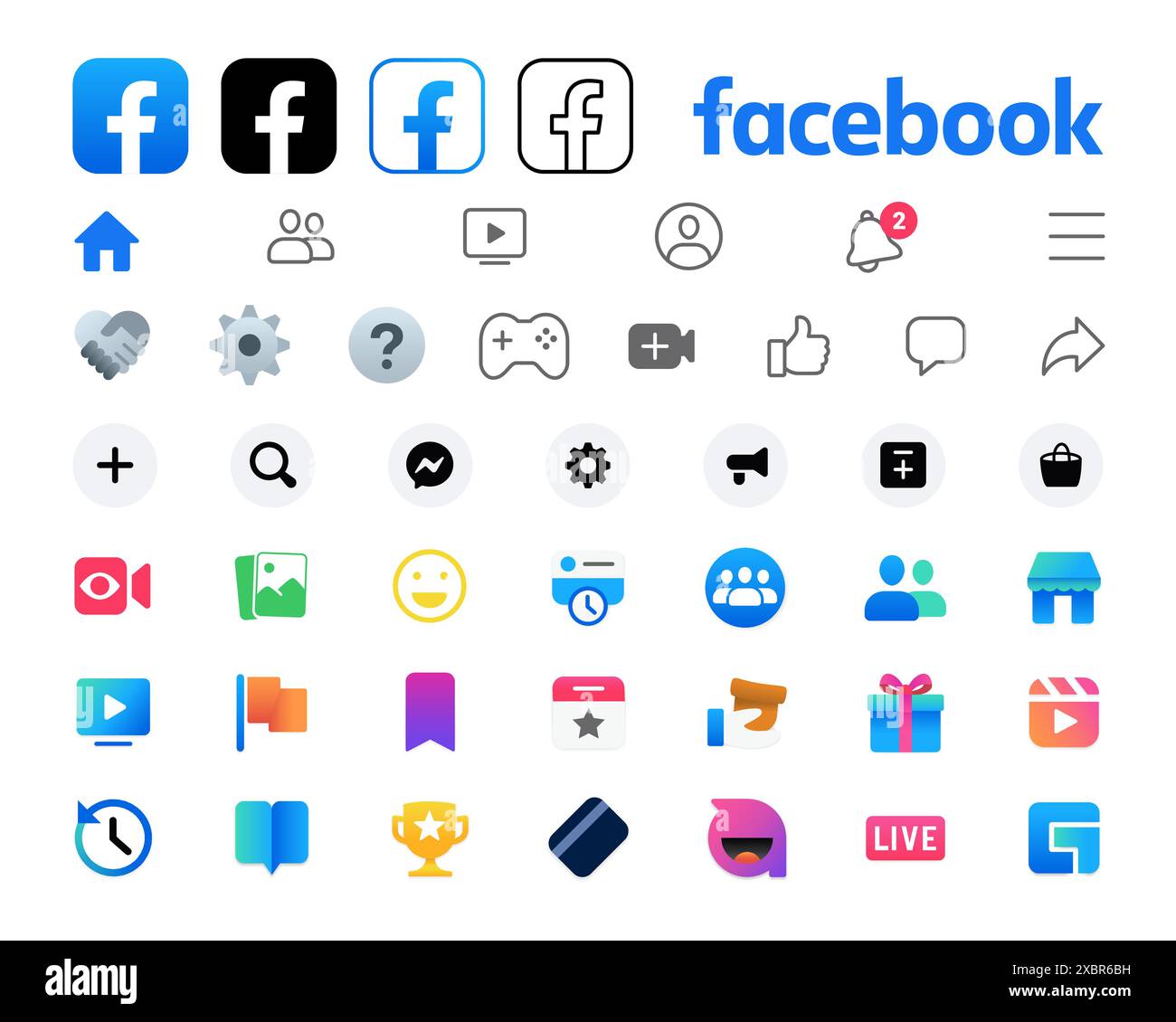 Kyiv, Ukraine - February 29, 2023: Facebook Set of Mobile App interface ...