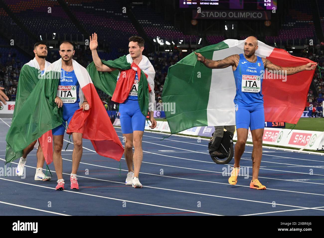 Rome, Italy. 12th June, 2024. ITALY Gold Medal 4 x 100m Relay Men ...