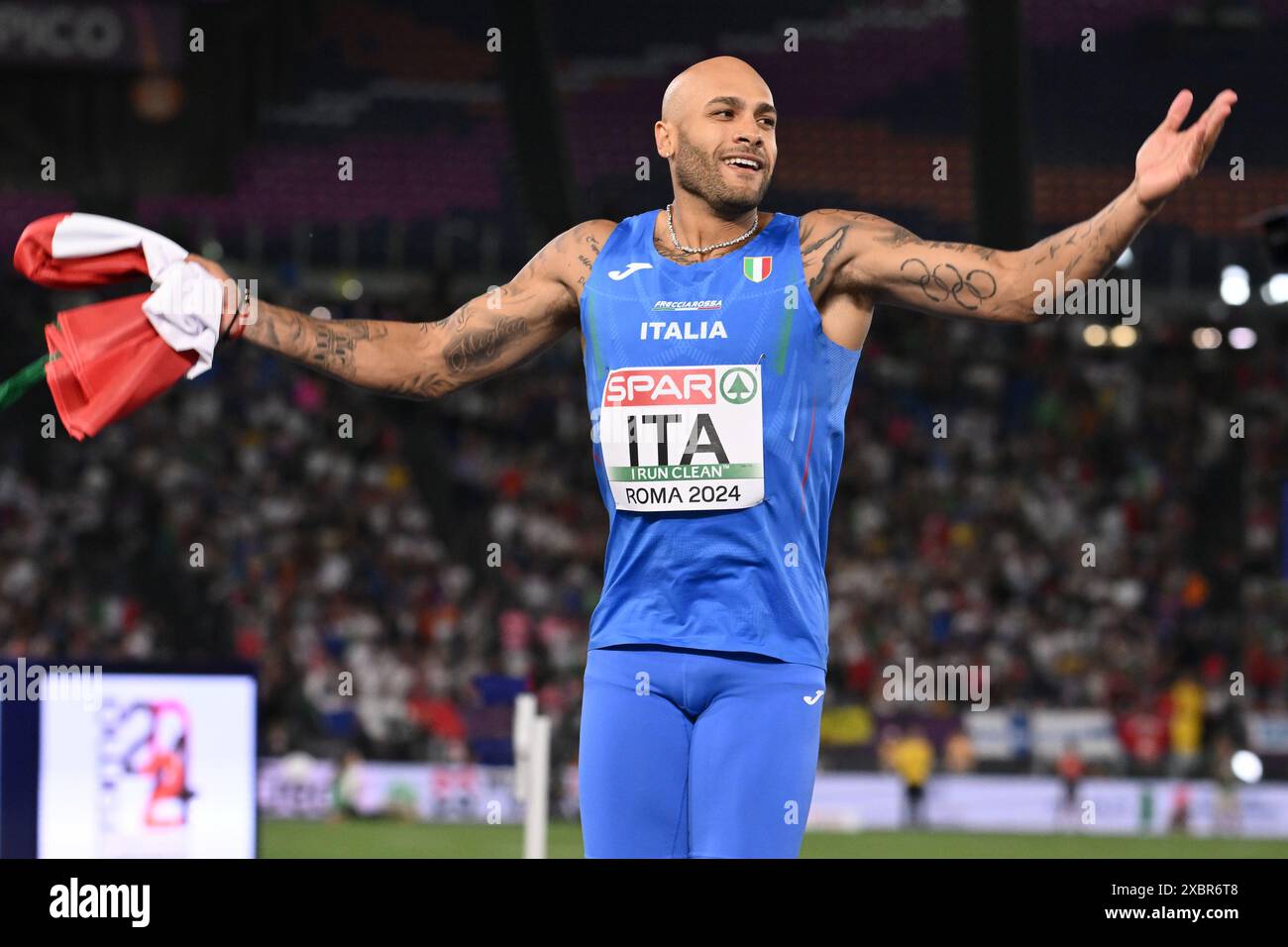 Rome, Italy. 12th June, 2024. Lamont Marcell JACOBS Gold Medal 4 x 100m ...