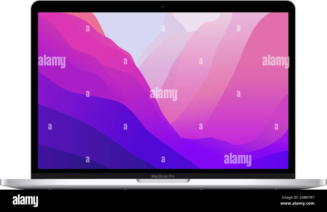 Apple MacBook Pro 13 with M2 chip in silver color, realistic vector ...