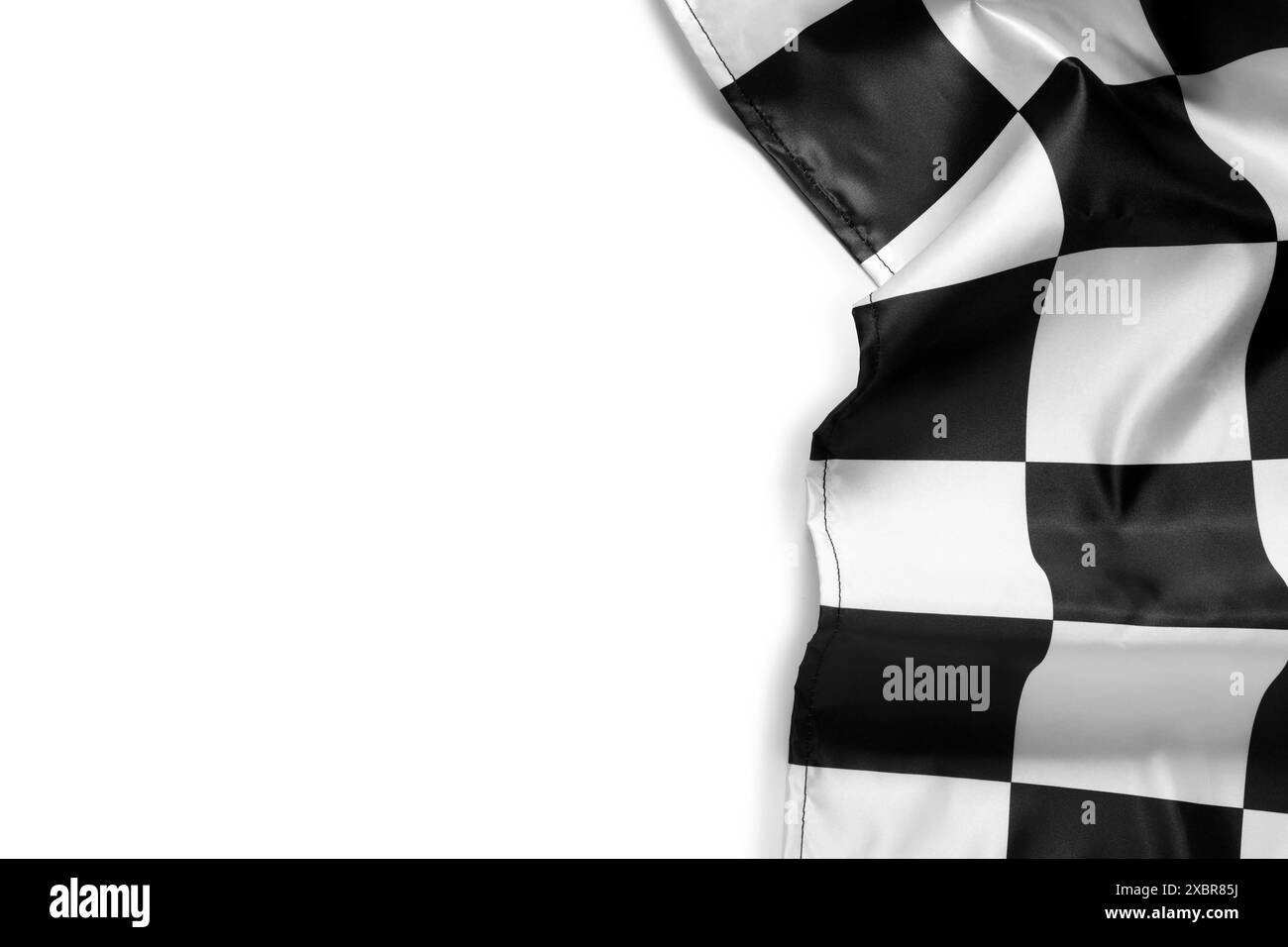 One checkered flag on white background, top view. Space for text Stock ...