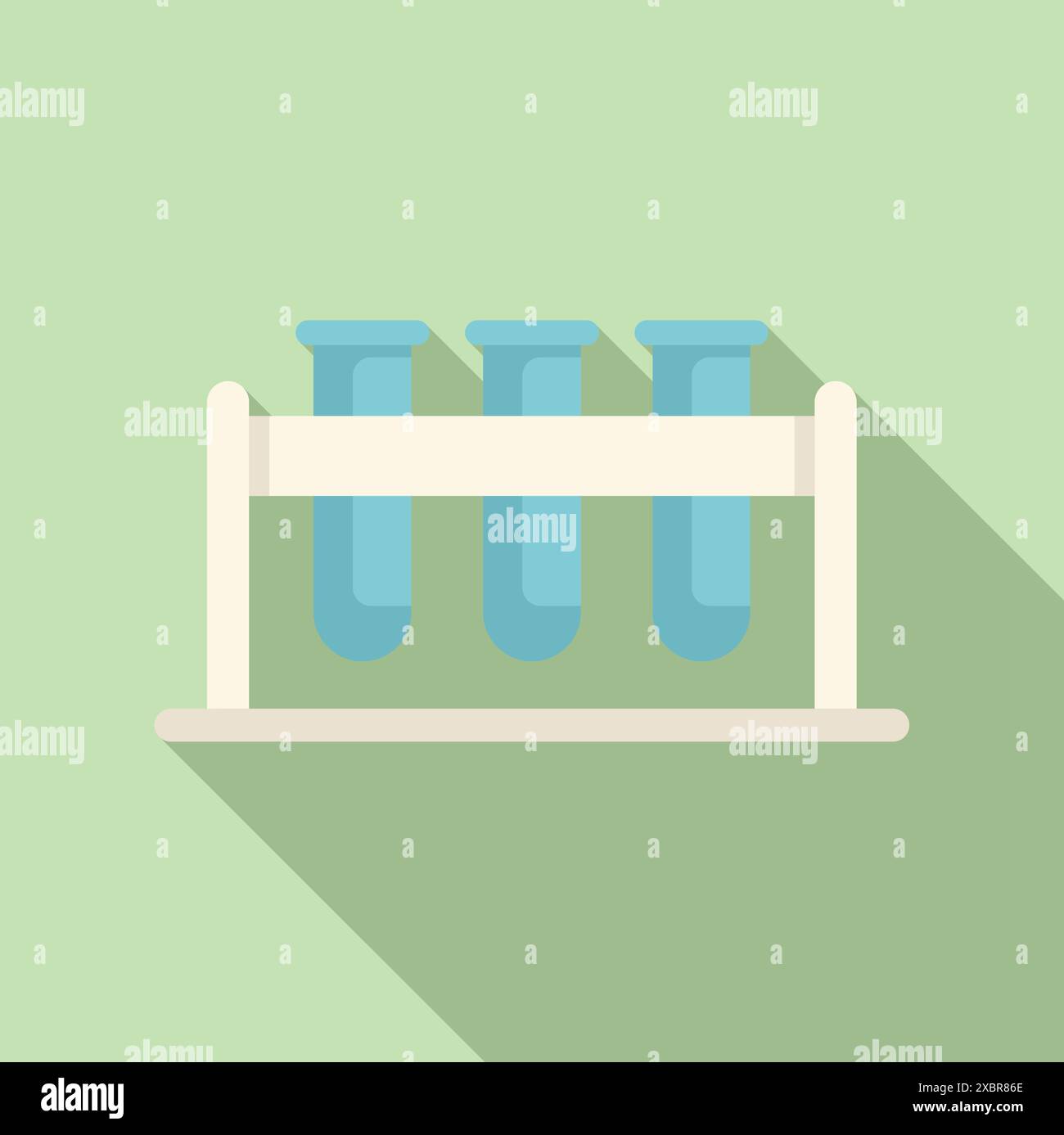 Three test tubes are holding blue liquid in a test tube rack Stock ...
