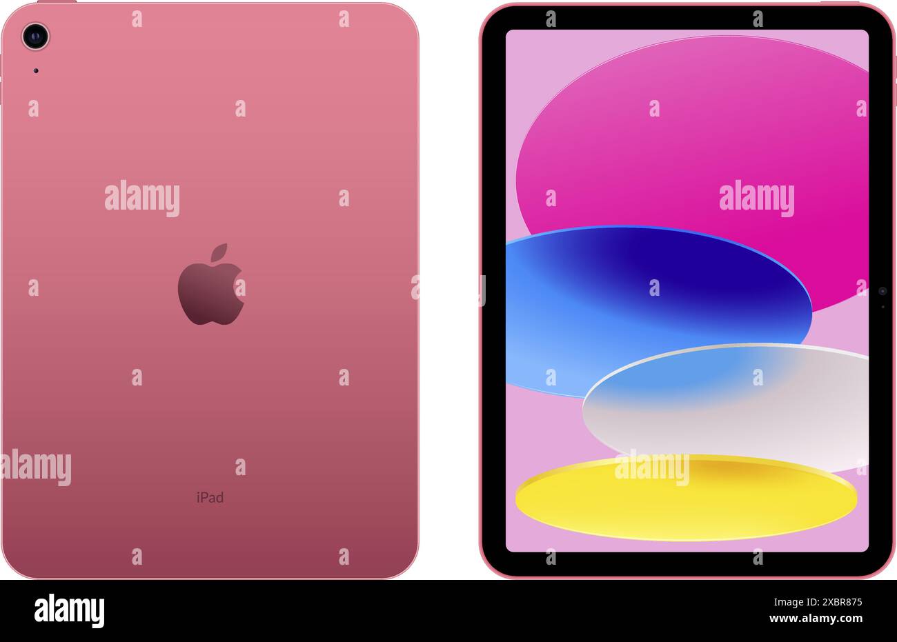 Apple iPad 10 Pink color, isolated on a white background, vector ...