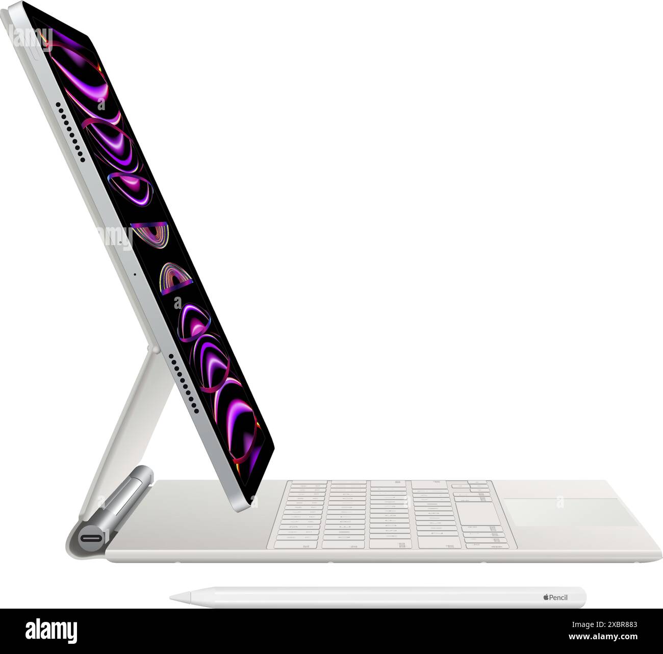 Apple iPad Pro with Keyboard, isolated on a white background, vector ...