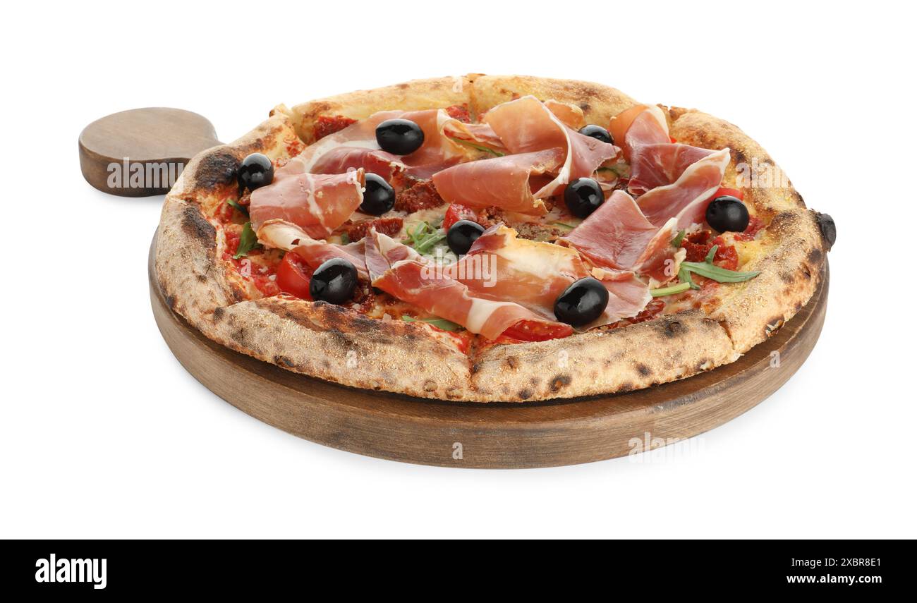 Ham olives on wooden Cut Out Stock Images & Pictures - Alamy