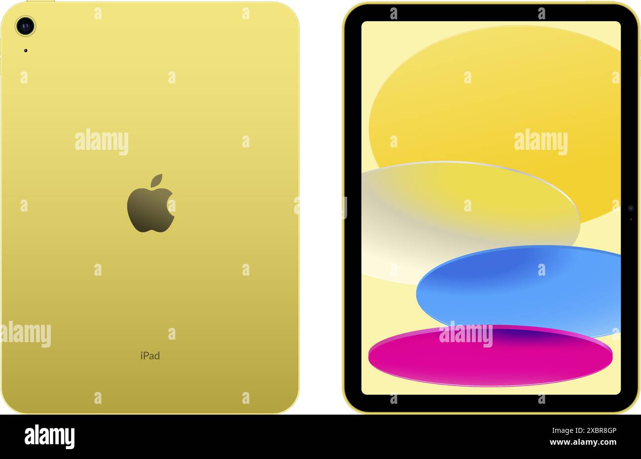 Apple iPad 10 Yellow color, isolated on white background, vector ...