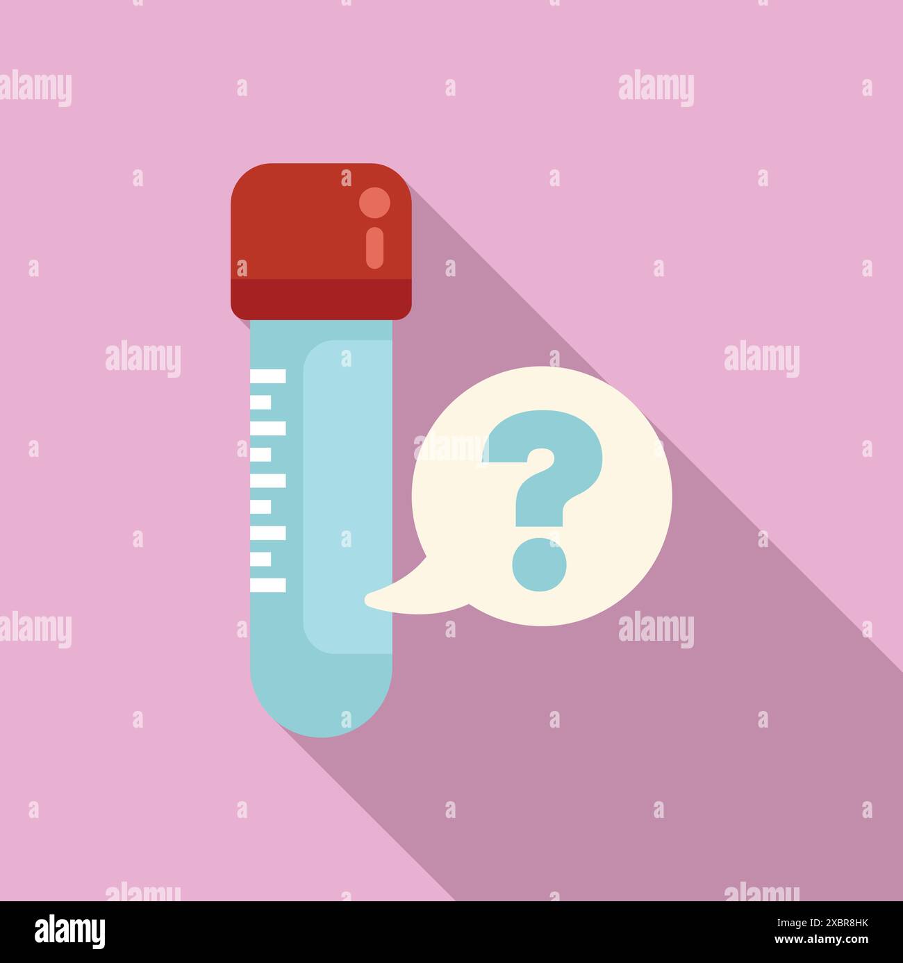 Medical test tube is raising a question with a question mark in its ...