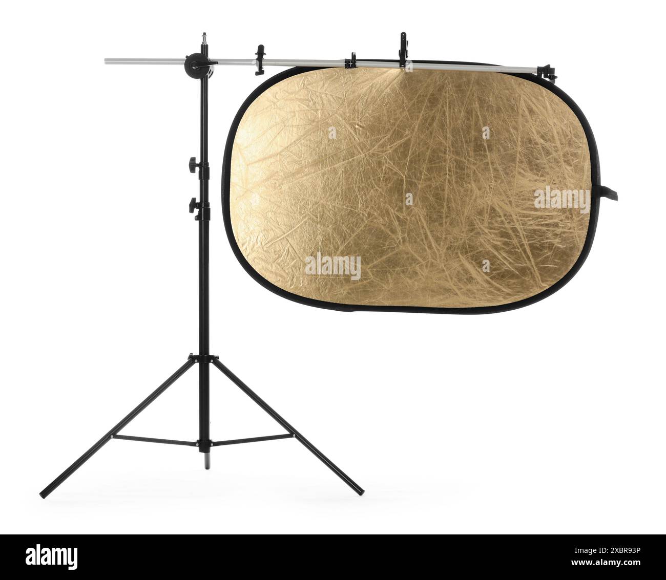 Stand with reflector isolated on white. Photo studio equipment Stock ...
