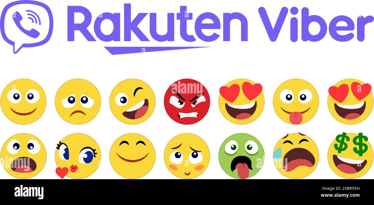 Set of Rakuten Viber Smiles and Emoji Reactions, social media reactions ...
