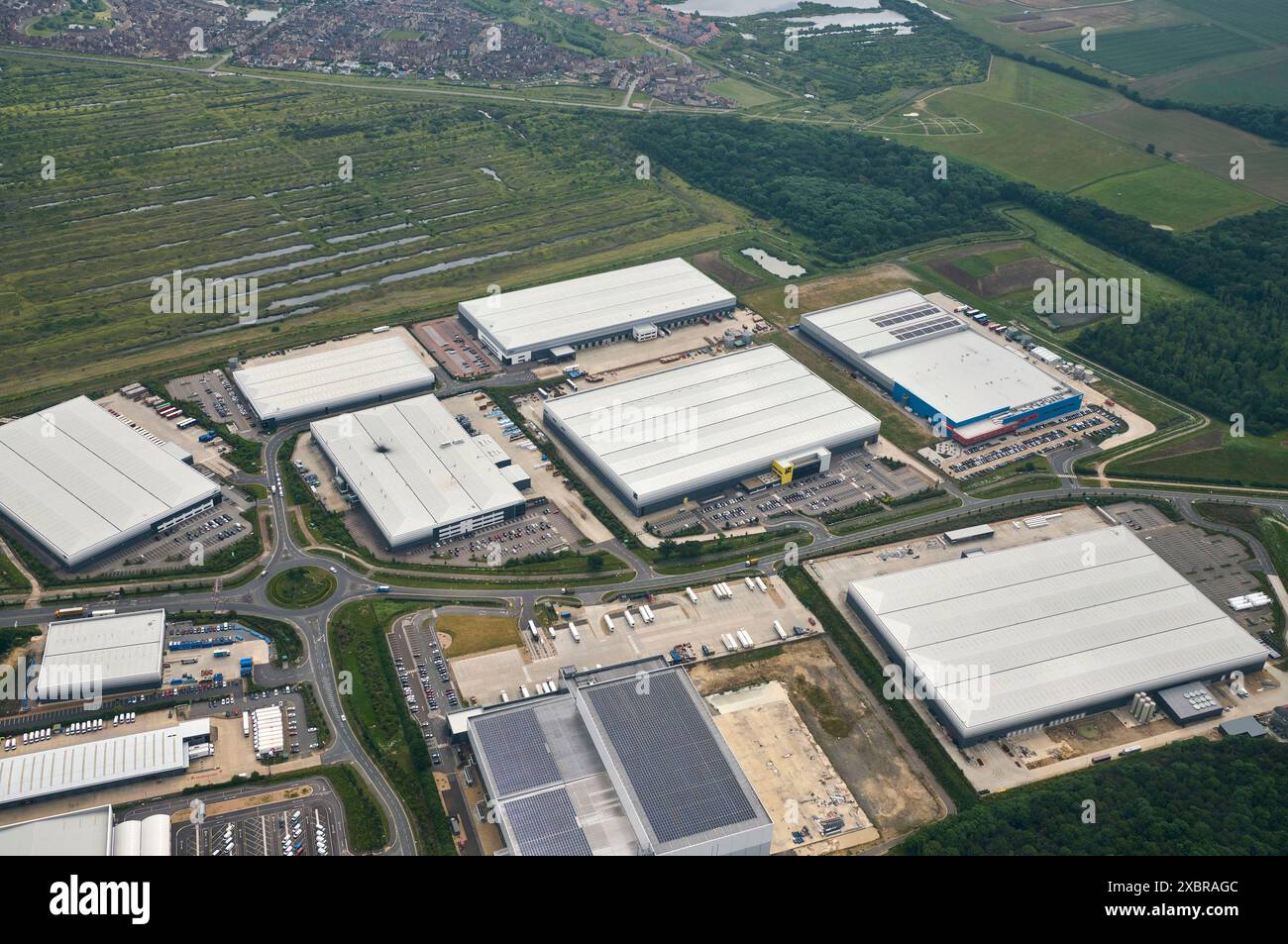 an aerial view of big shed distribution warehouse at the City of ...