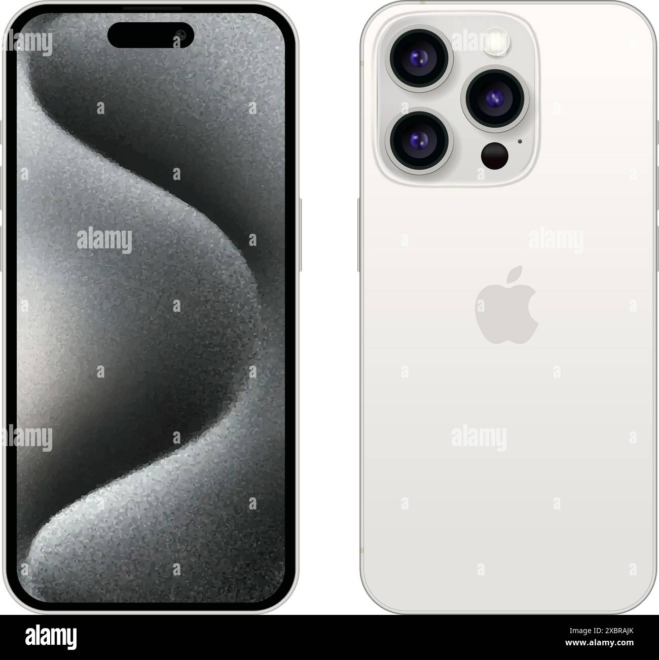 Set of White Titanium Apple iPhone 15 Pro mobile phone in different ...