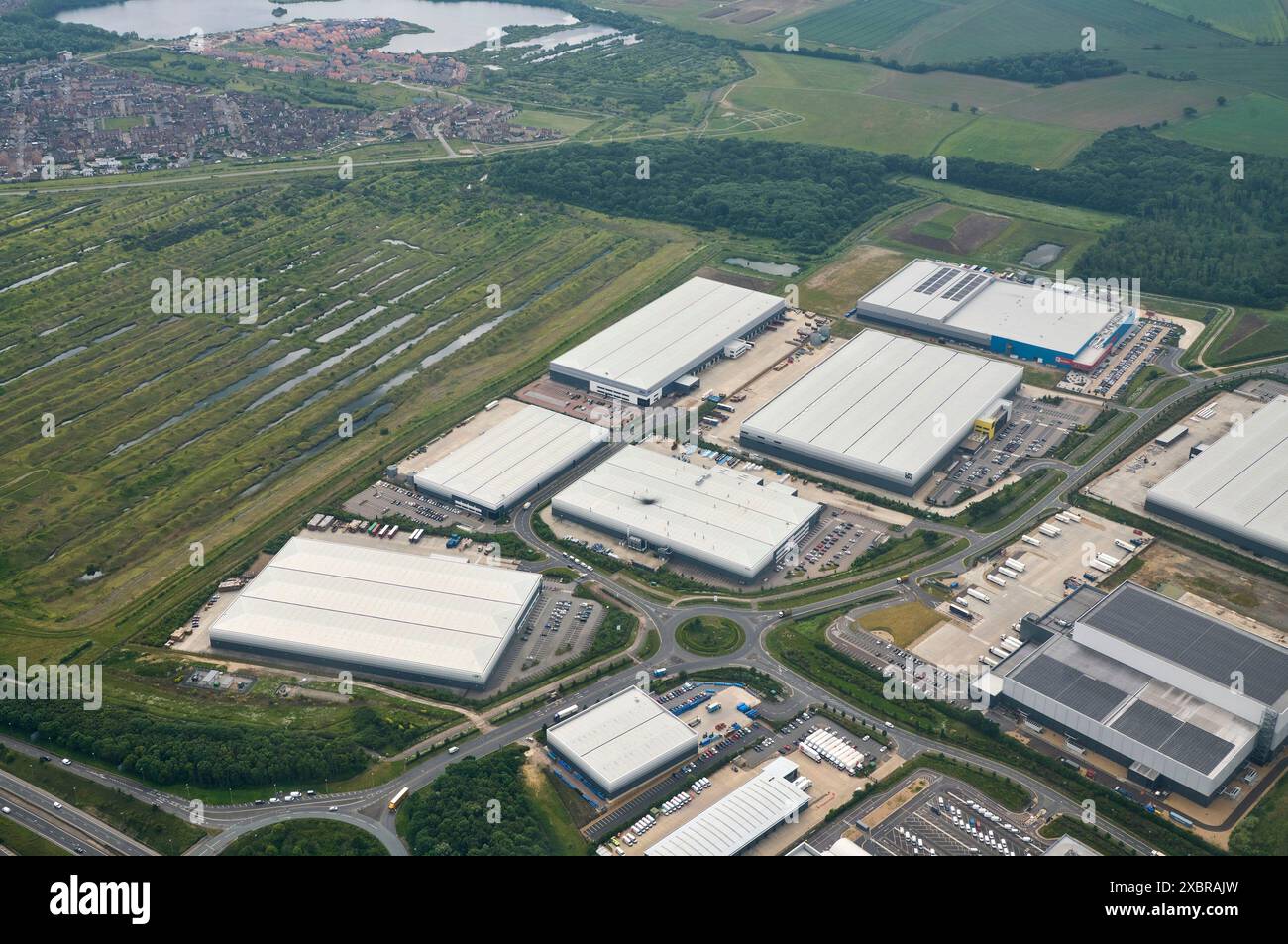 an aerial view of big shed distribution warehouse at the City of ...