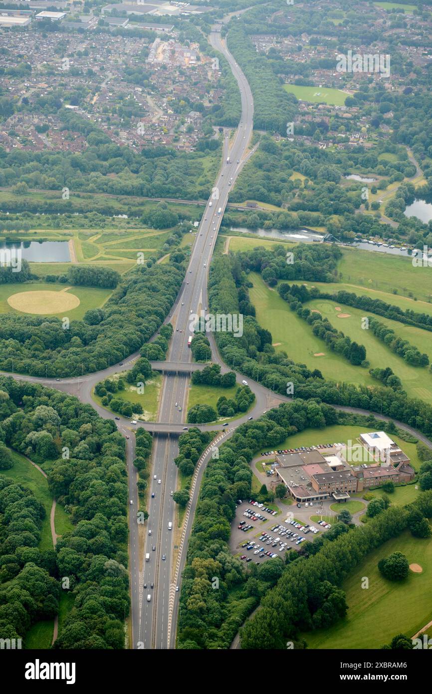 an aerial view of Nene parkway dual carriageway, City of Peterborough, Cambridgeshire, eastern ...