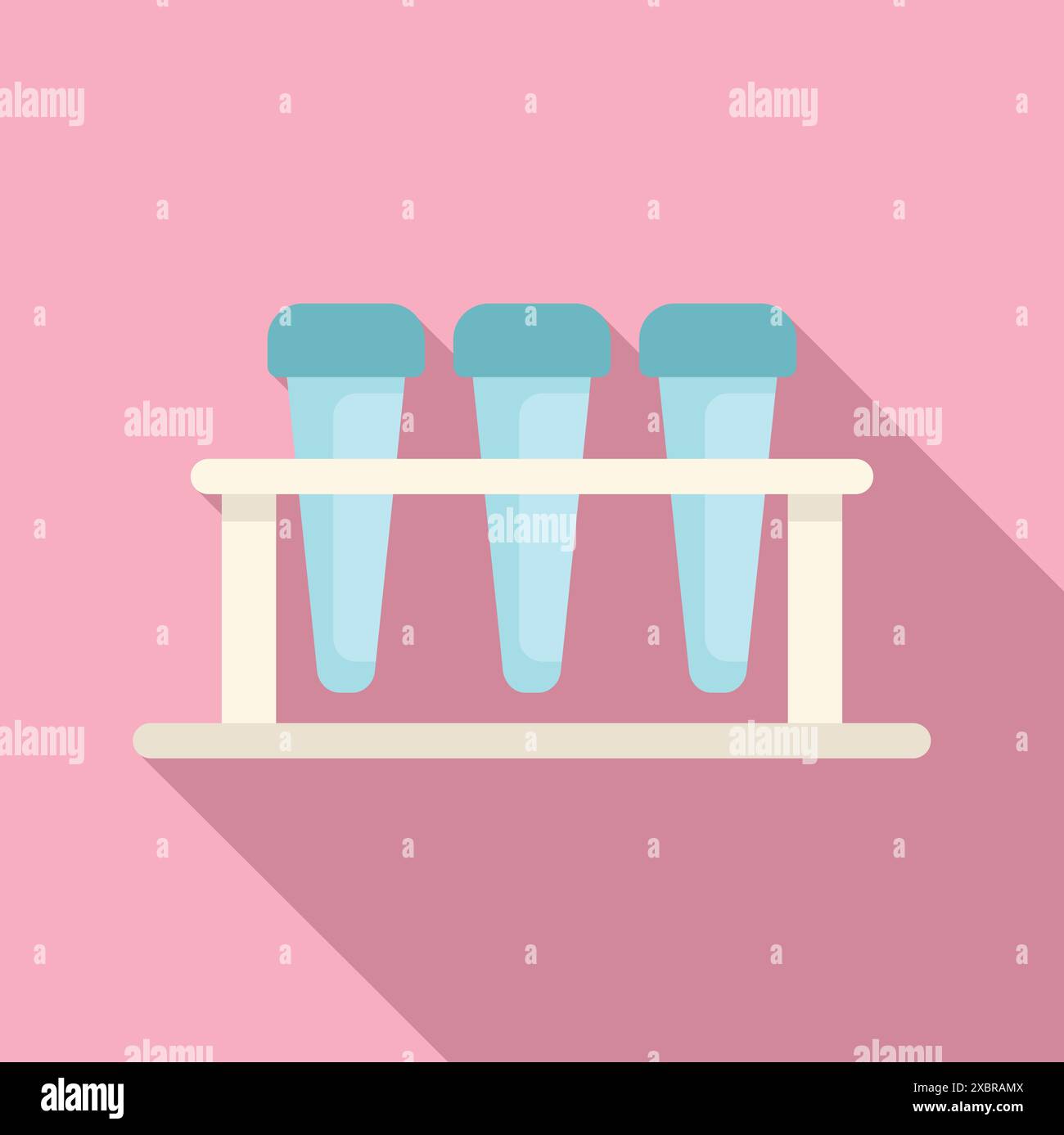 Three test tubes holding blue liquid are sitting in a test tube rack ...